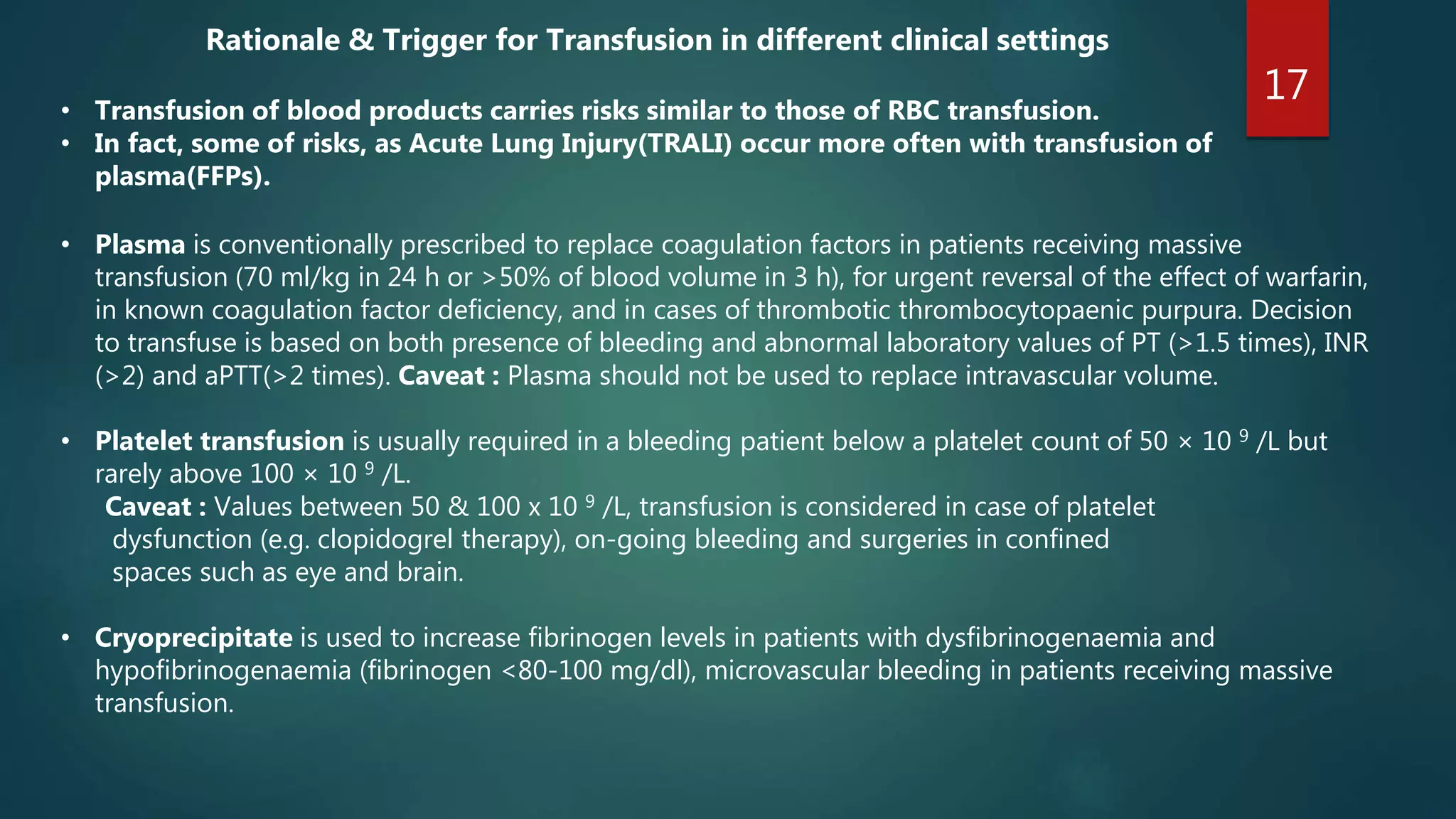 Blood components tranfusion guidelines update | PPTX