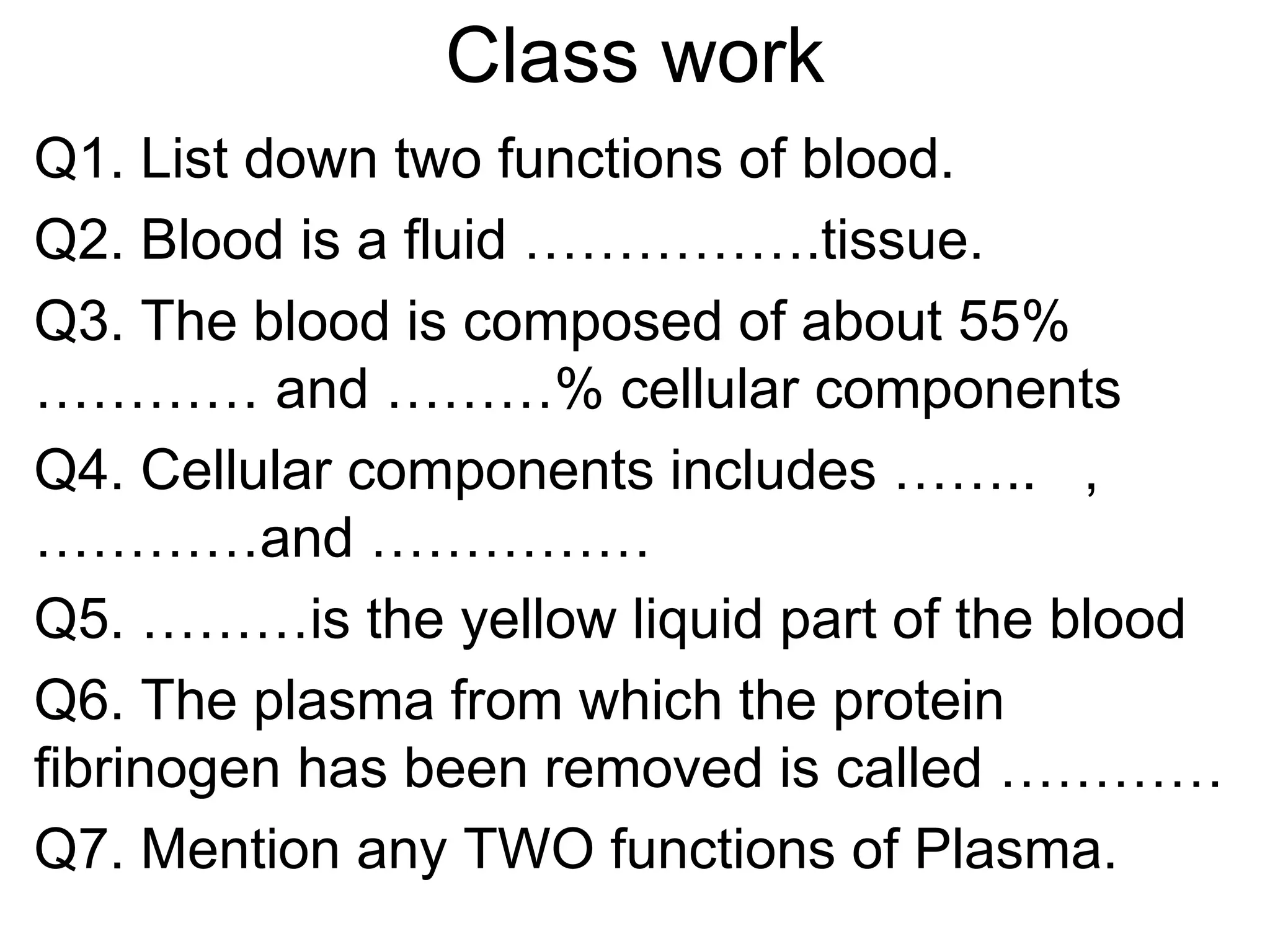 Blood composition and function | PPT