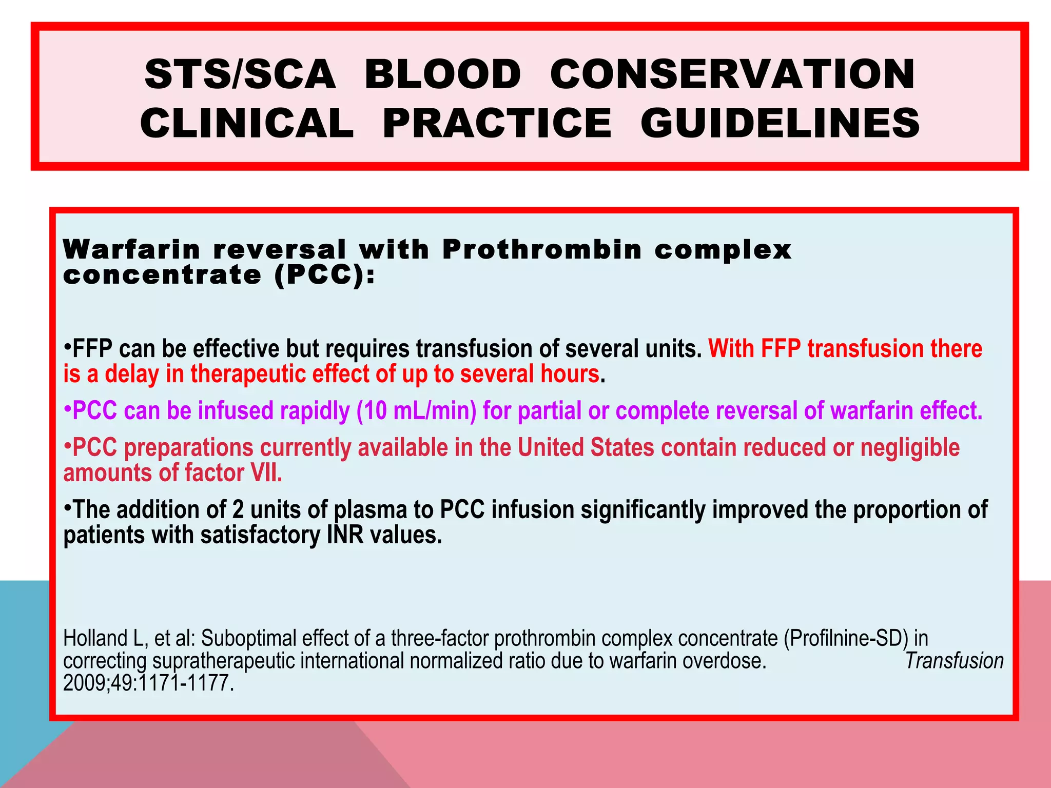 Blood conservation in cardiac surgery | PPT