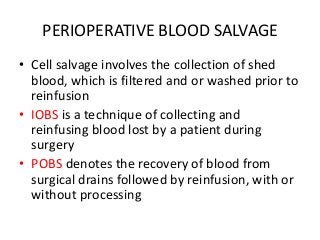 Blood conservation techniques | PPTX