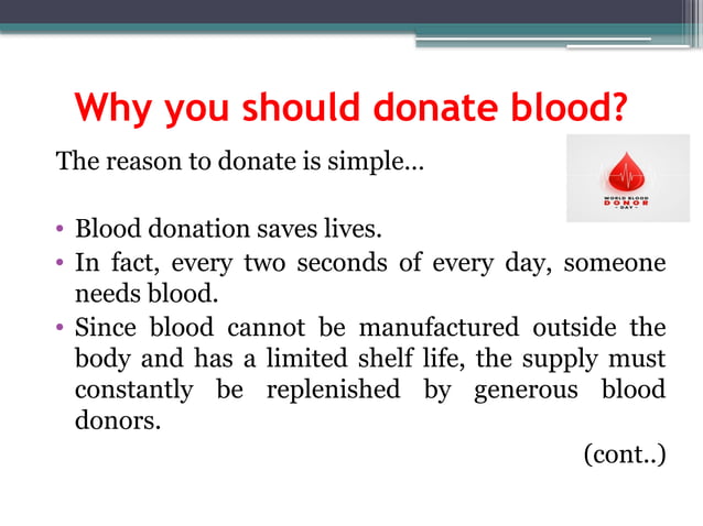 A ppt showing why blood donation is important | PPTX