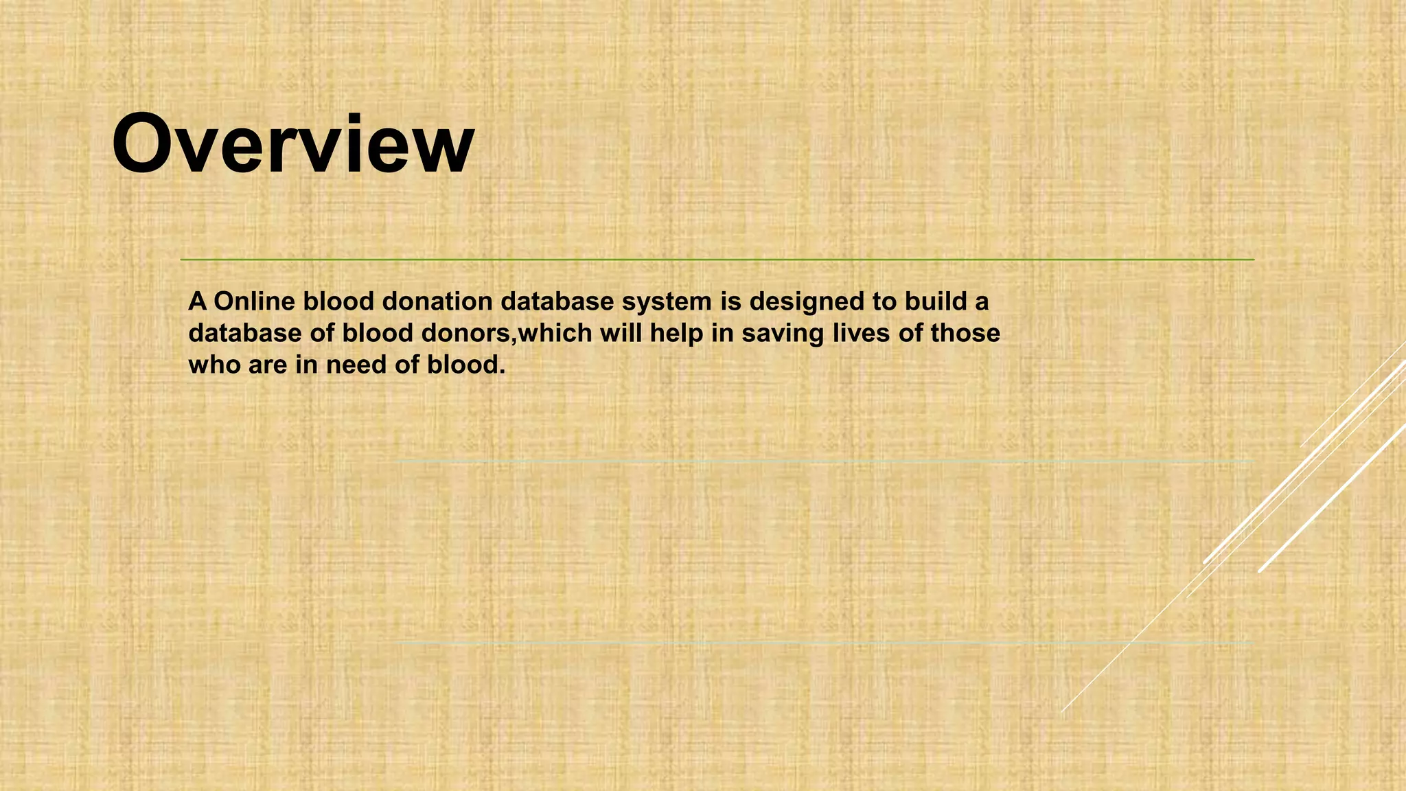 Blood Donation Database | PPTX