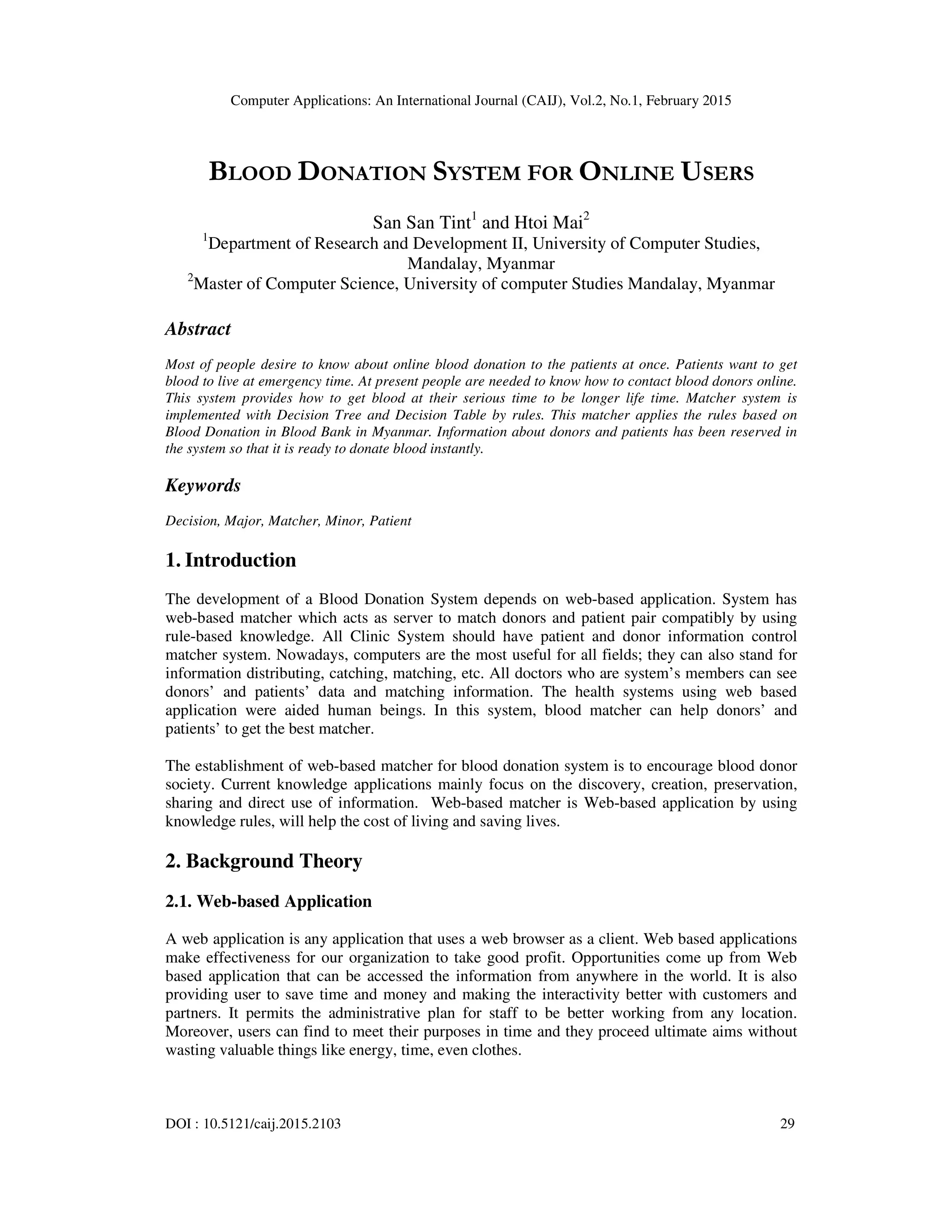 Blood donation system for online users | PDF