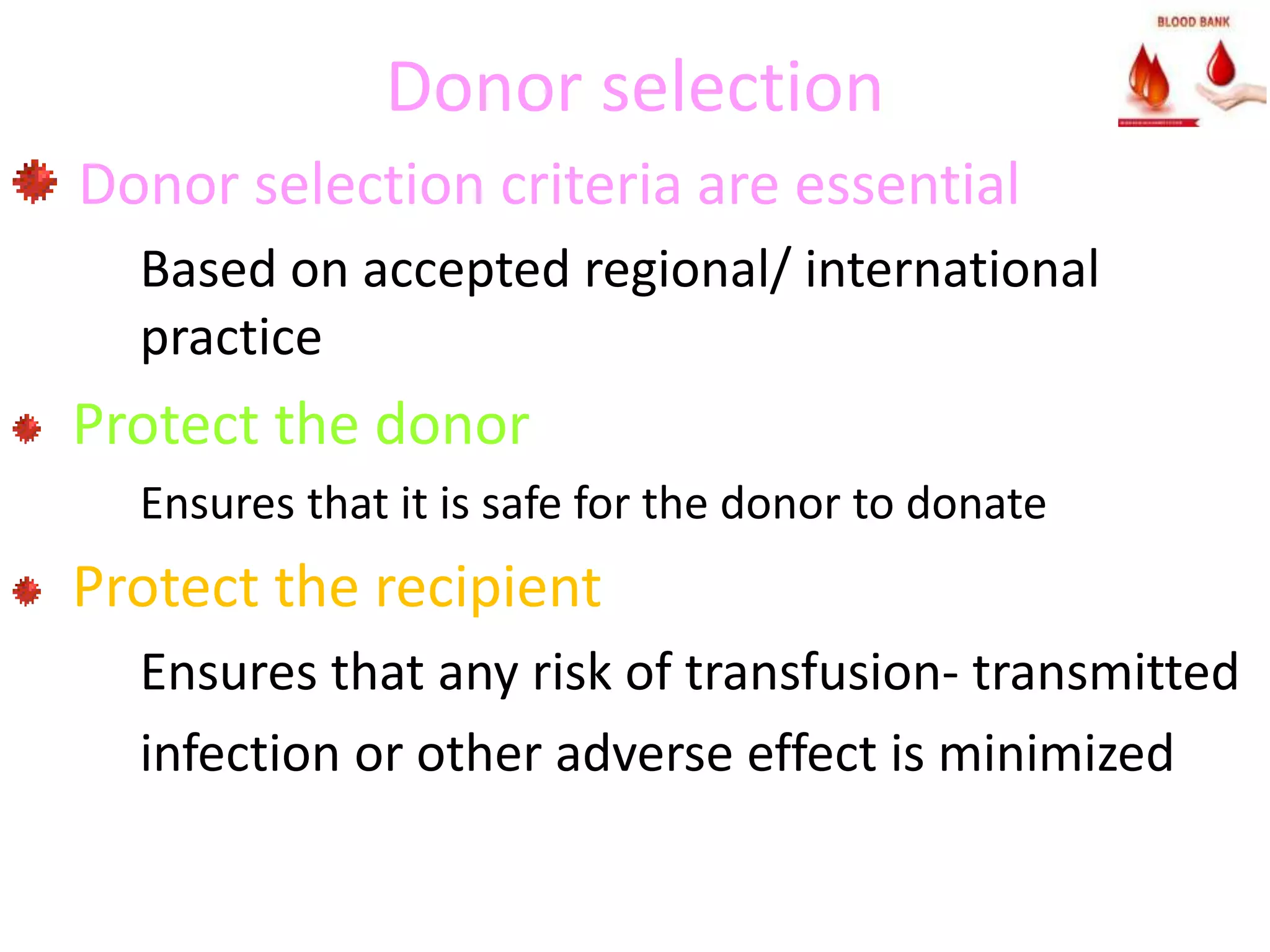 Blood donor selection | PPTX