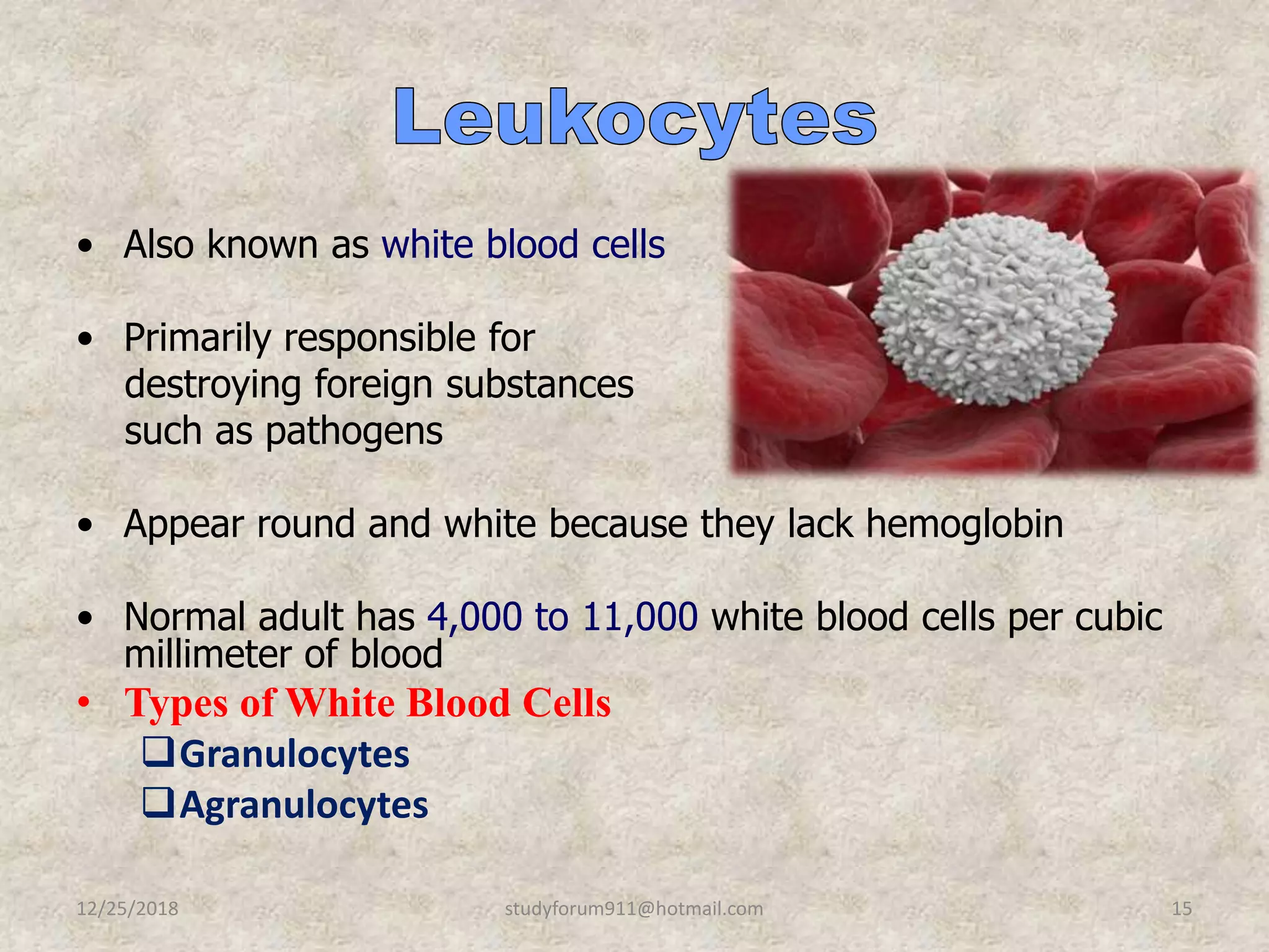 Blood (erythrocytes, leukocytes and platelets) | PPTX
