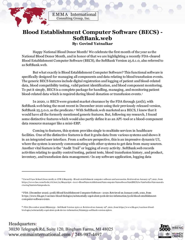 Blood Establishment Computer Software (BECS) - SoftBank.web