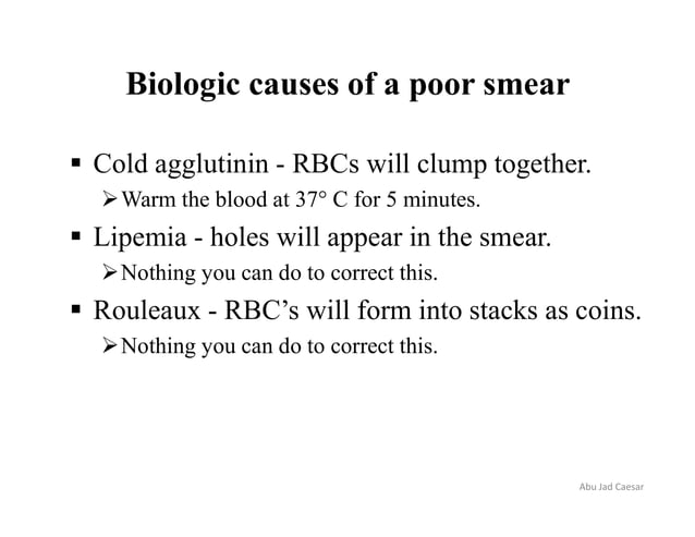 Blood film preparation and reporting | PDF