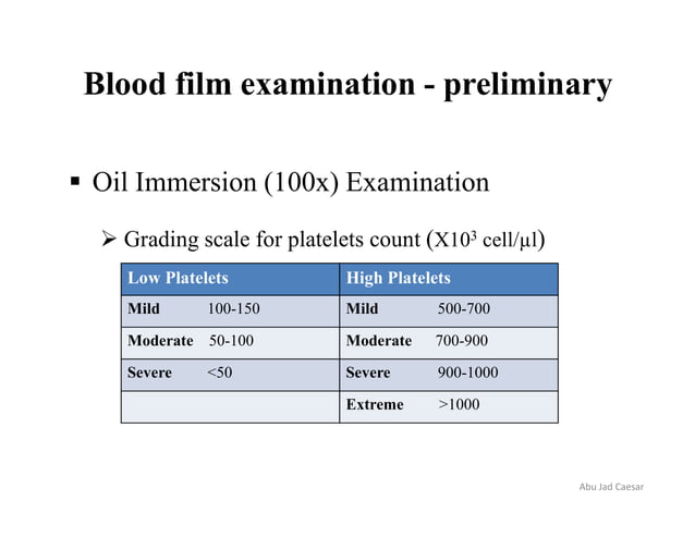 Blood film preparation and reporting | PDF
