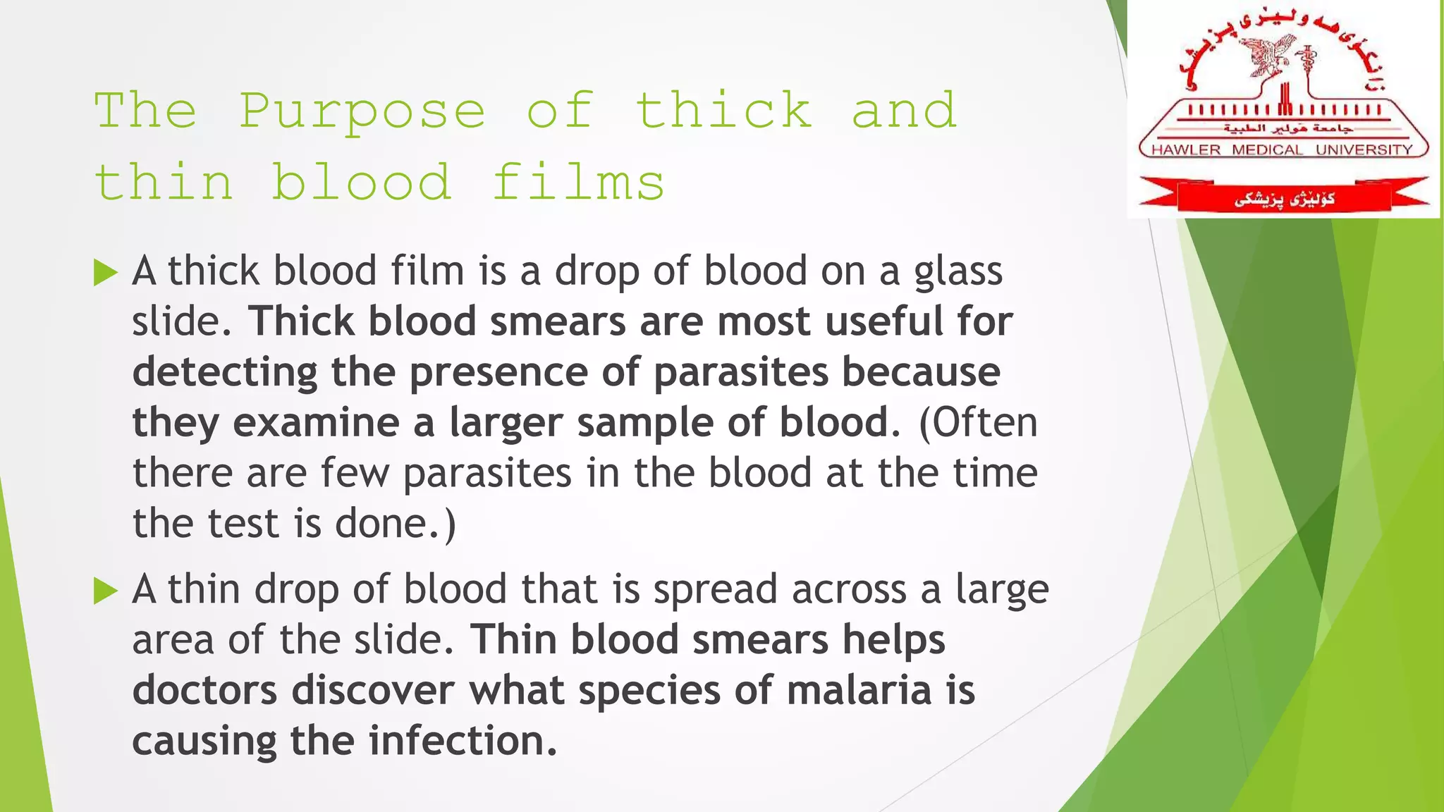 Blood film for malaria | PPTX