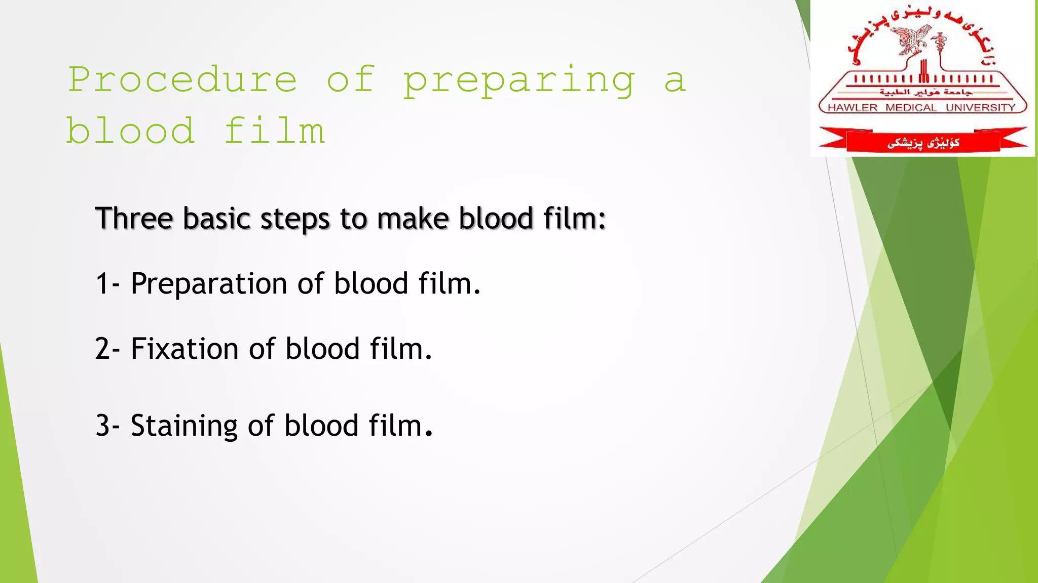 Blood film for malaria | PPTX
