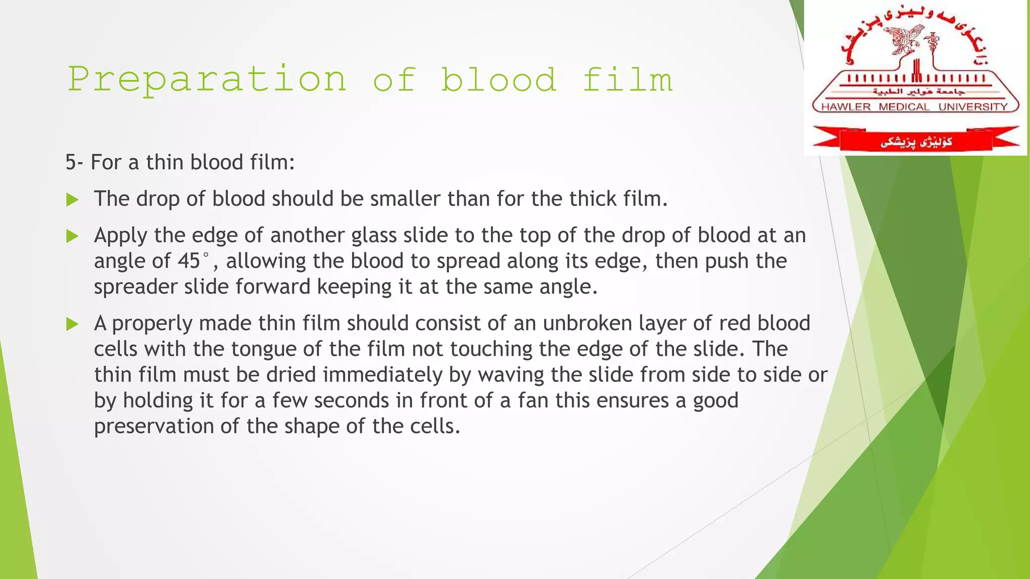 Blood film for malaria | PPTX