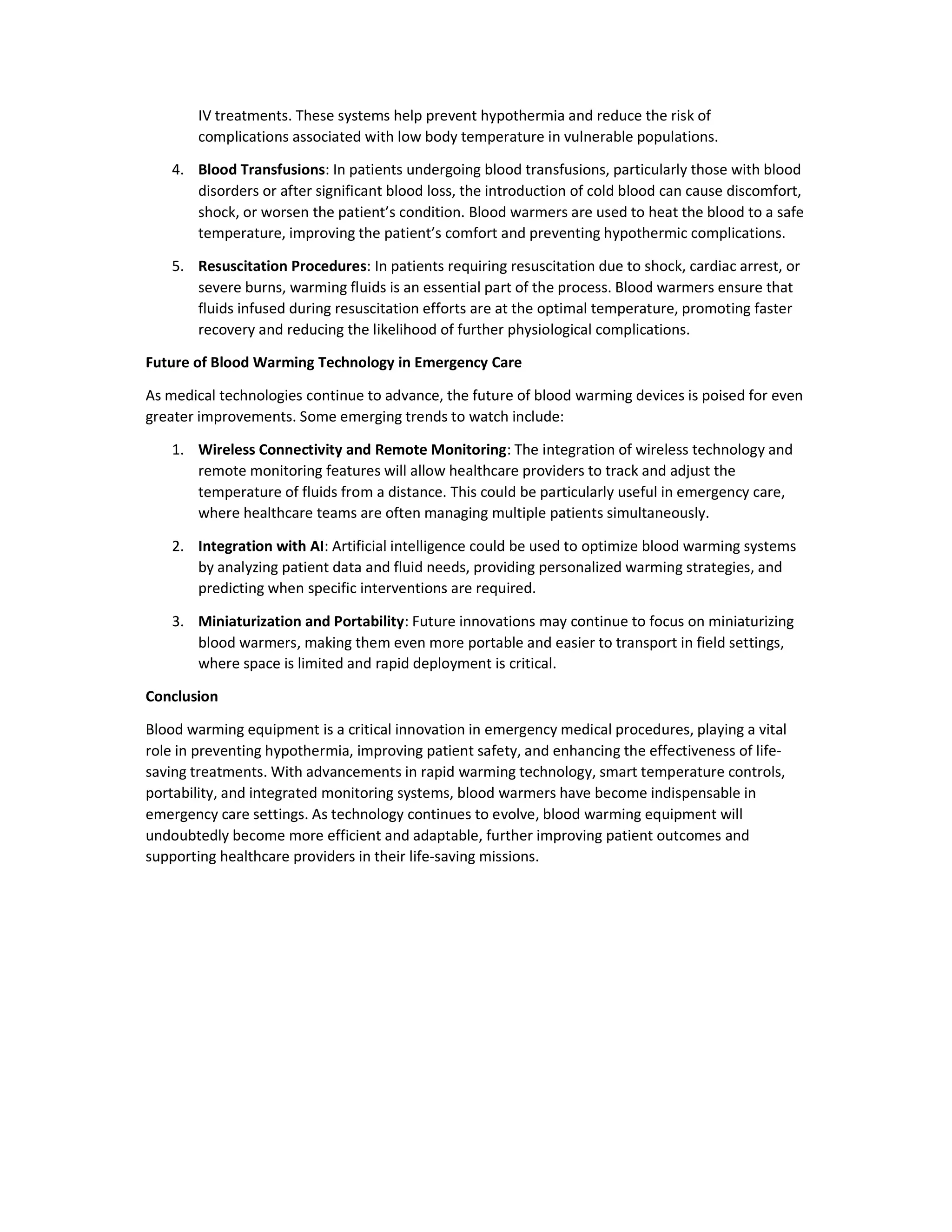 Blood Warming Equipment Vital Innovations for Emergency Medical ...