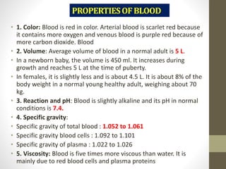 B;LOOD COMPOSITION AND FUNCTIOS AND DIFFERENT FORMED ELEMENTS | PPT