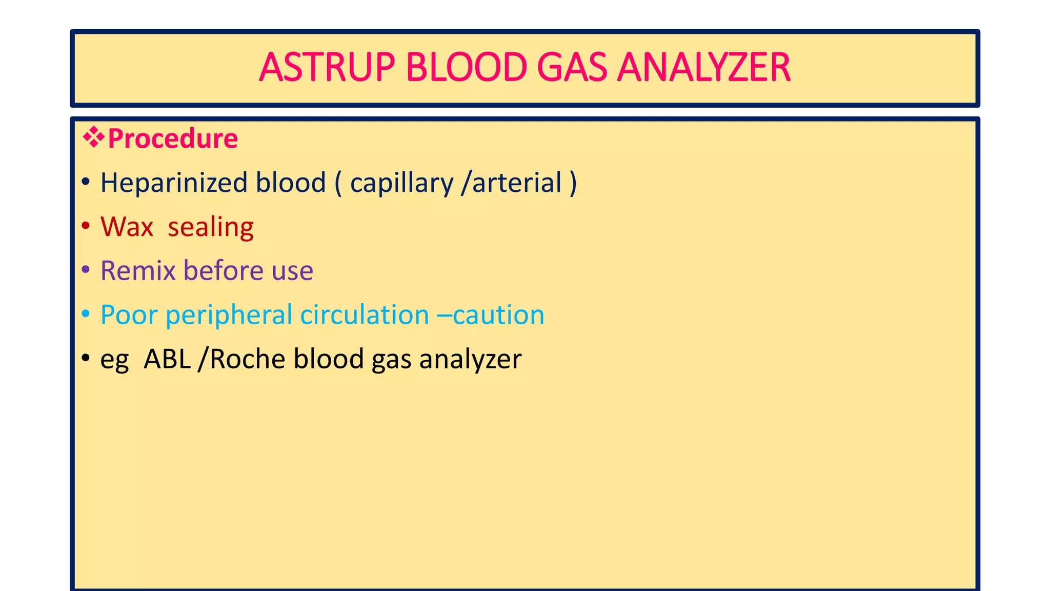 Blood gas analyser & blood gas analysis with clinical significancee | PDF