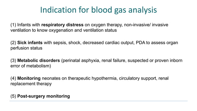 blood gas analysis in neonates - Dr Lingaraj Mulage | PPTX
