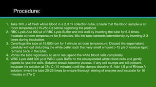 Blood genomic DNA extraction - Jackson Chary | PPT