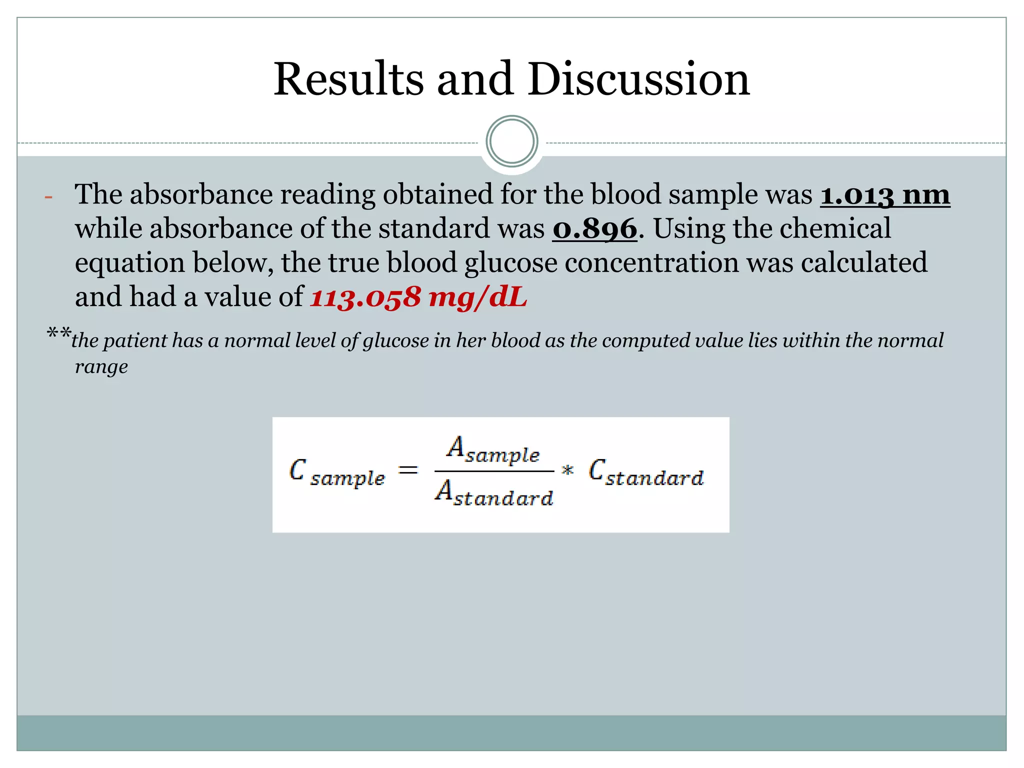 Determination of Blood Glucose Using Glusose Oxidase-Peroxidase Method ...