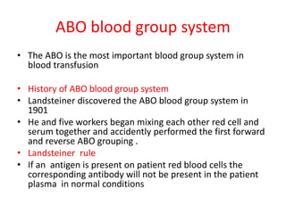 Blood groups and type and immunohematology . PPtx | PPTX