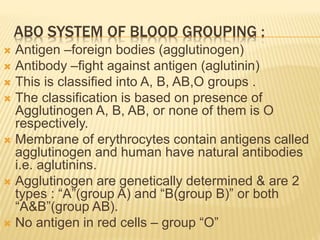 Blood group & blood coagulation | PPTX