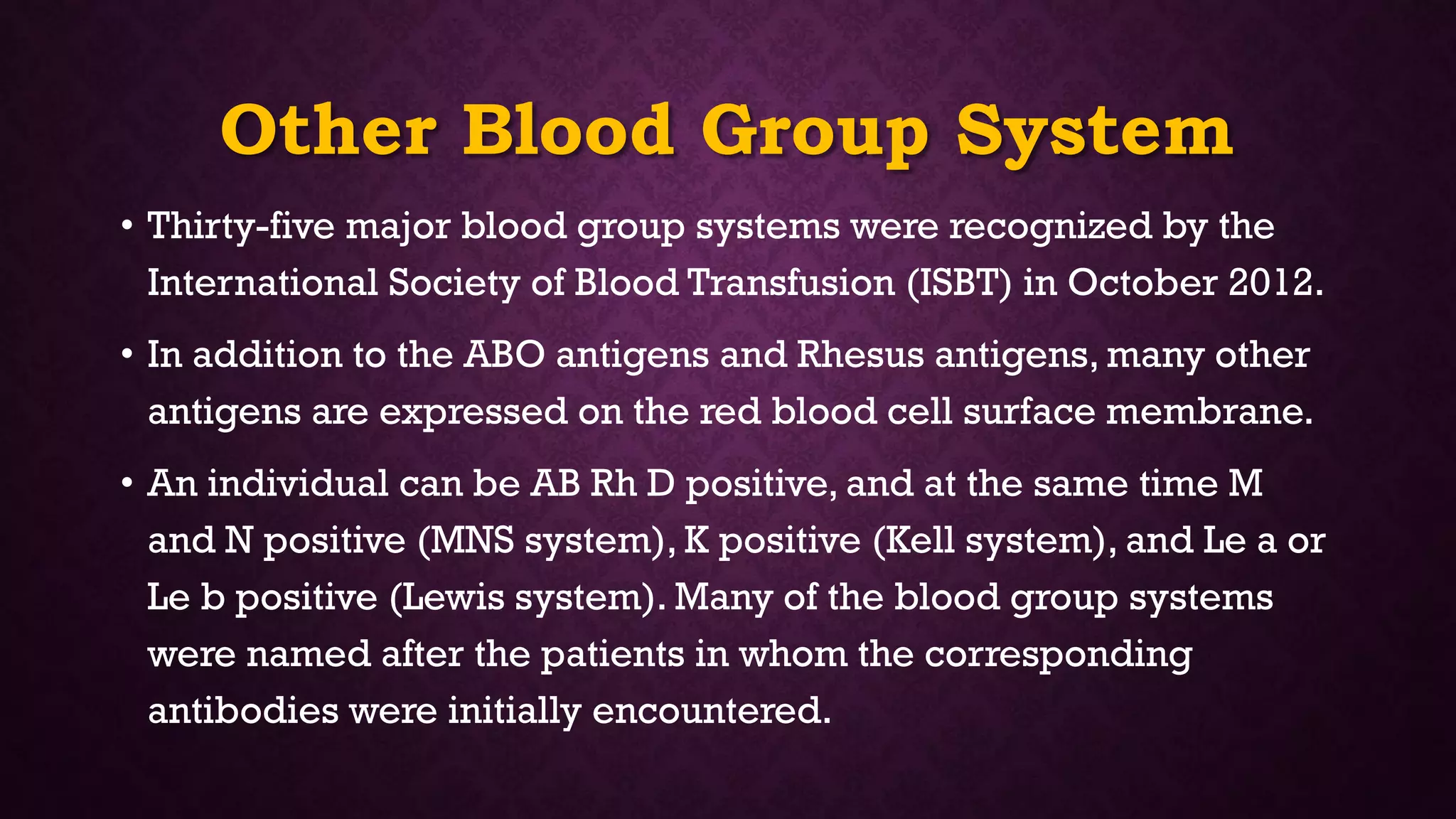 Blood group system ABO, Rh & other system | PDF