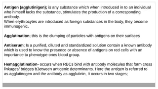BLOOD GROUPING A,B &O BLOOD TYPES IN HUMANS | PPT