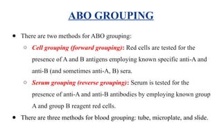 BLOOD GROUPING SYTEMS, TEST FOR BLOOD GROUPING.pptx