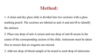 BLOOD GROUPING SYTEMS, TEST FOR BLOOD GROUPING.pptx