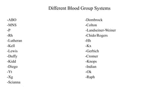 BLOOD GROUPING SYTEMS, TEST FOR BLOOD GROUPING.pptx