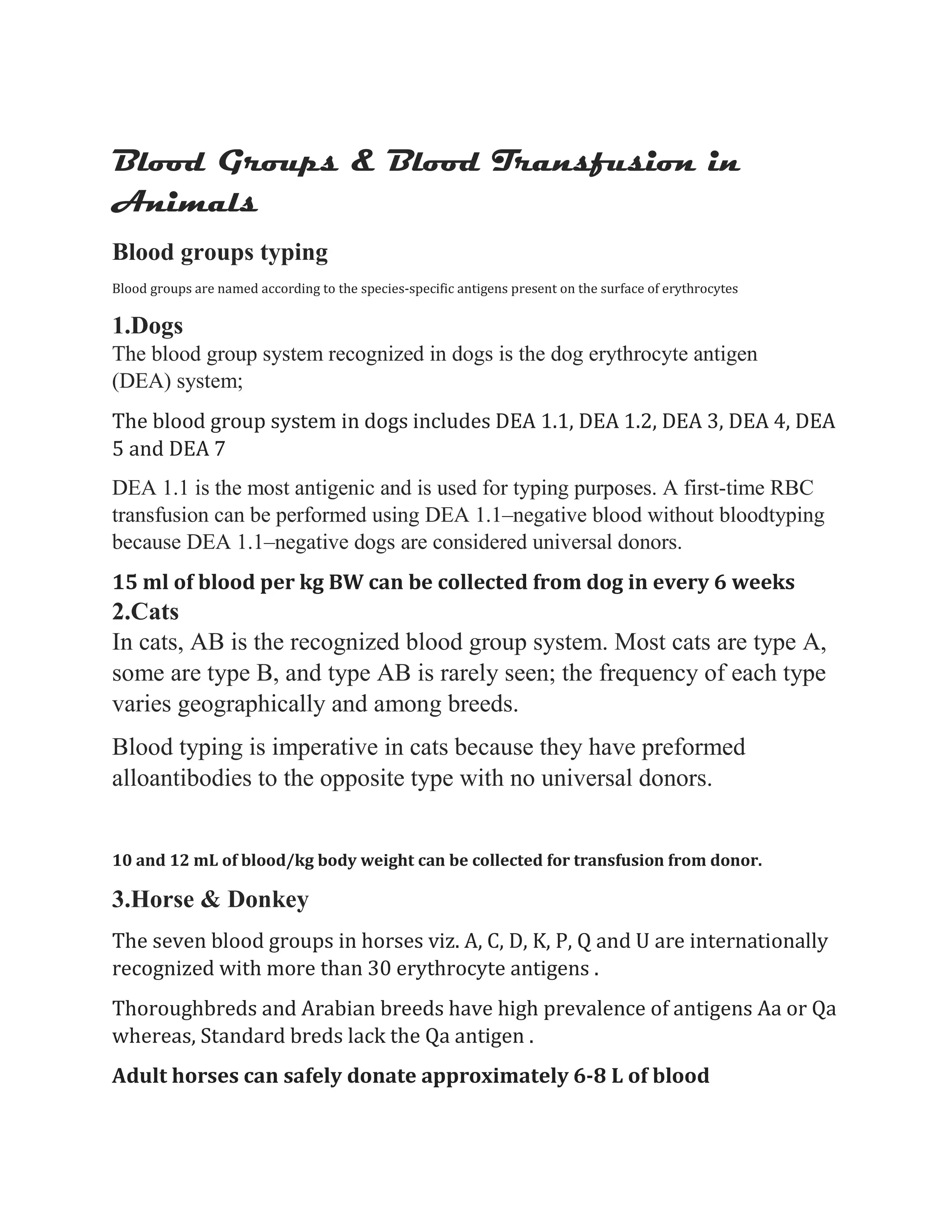 Blood groups of animals | PDF