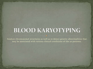 BLOOD KARYOTYPING: WHOLE BLOOD KARYOTYPING PROCESS | PPT