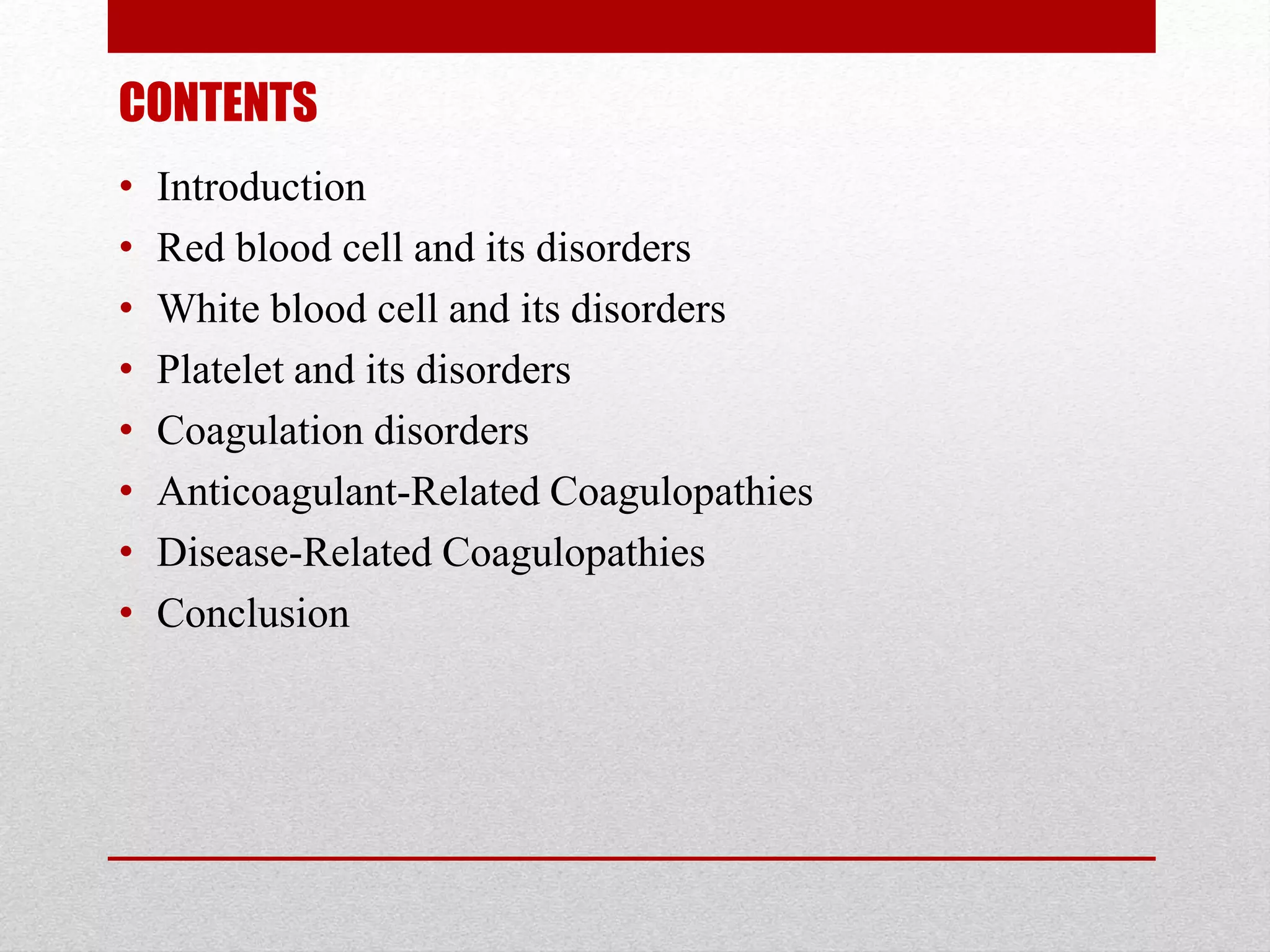 Blood disorders ppt | PPTX | Blood Disorders | Diseases and Conditions