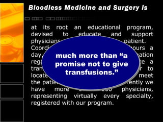 Bloodless Medicine Caring Effectively For Patients Who Decline Blood ...