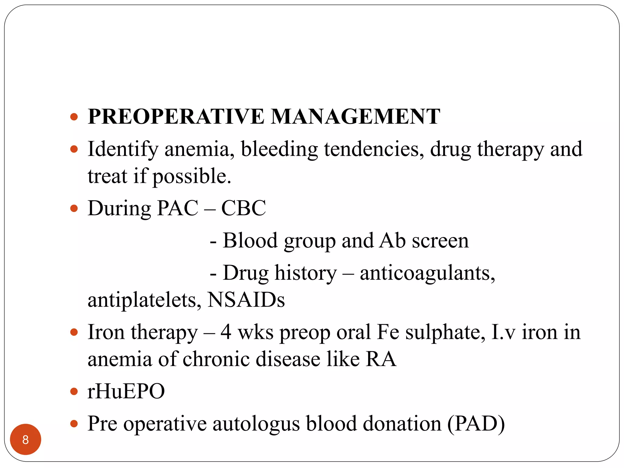Blood loss in orthopedics surgery | PPTX