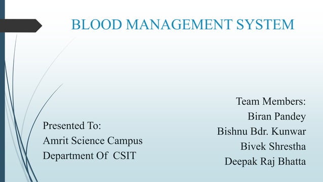 Blood management system | PPT