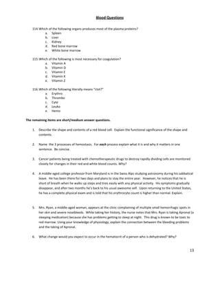 Blood prac questions | PDF