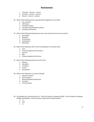 Blood prac questions | PDF