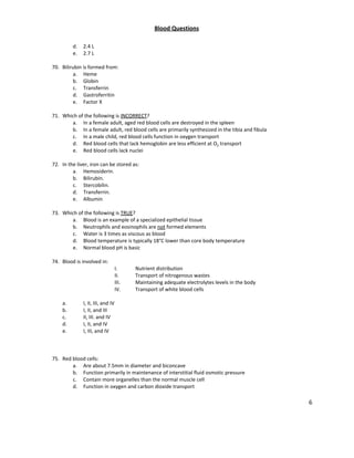 Blood prac questions | PDF