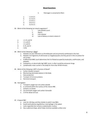 Blood prac questions | PDF