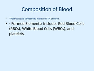 Blood and its formed elements, white blood cell and red blood cell ...