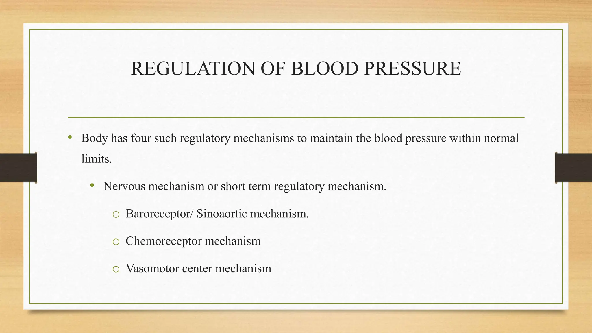 Physiology of Blood Pressure - Regulation | PPTX