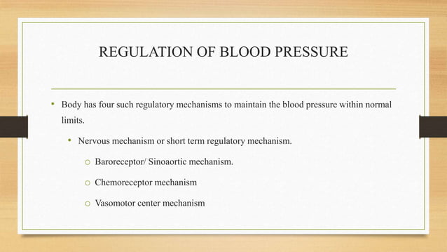 Physiology of Blood Pressure - Regulation | PPTX