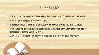 Blood Pressure Management in Stroke | PPTX