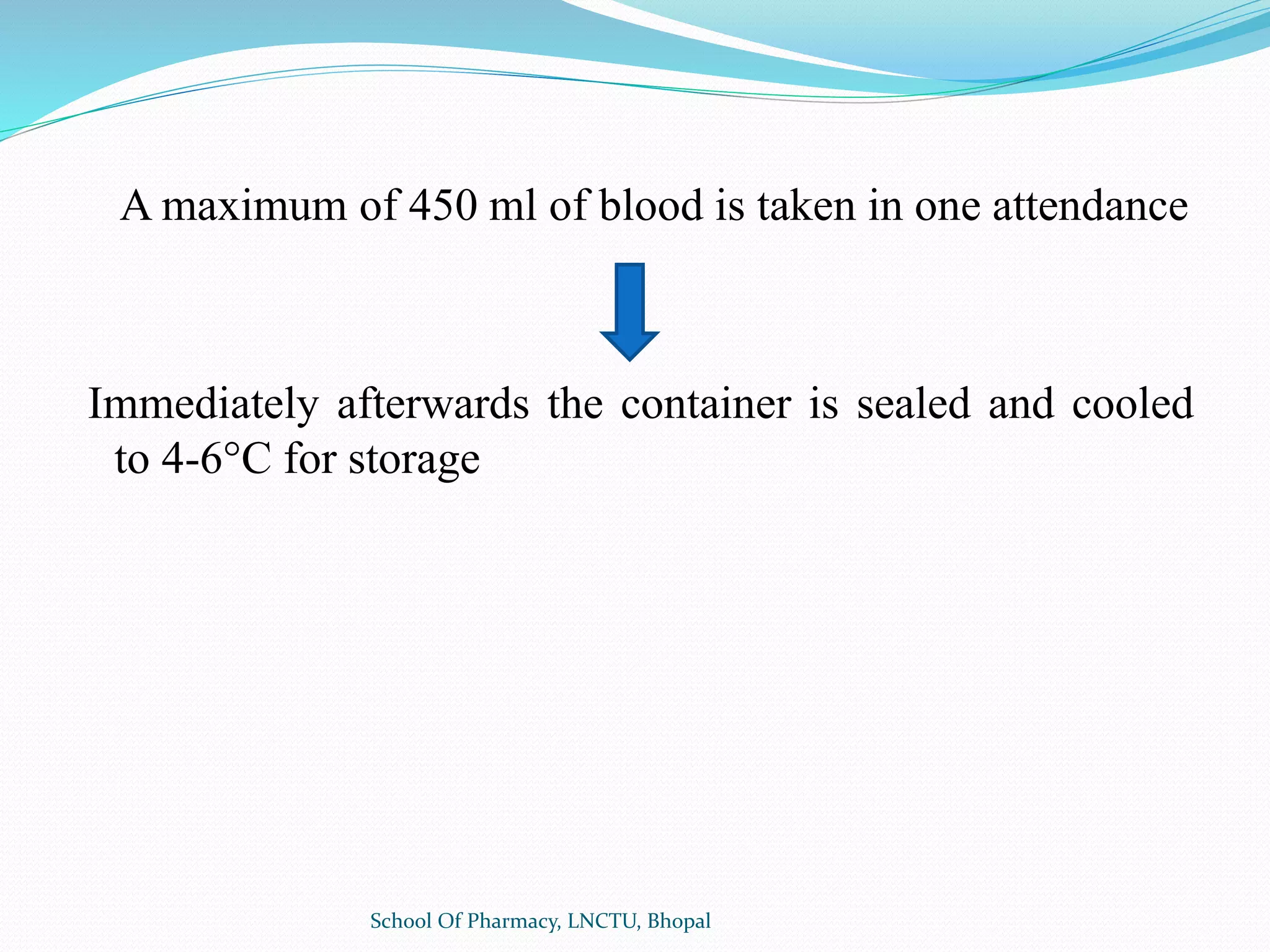 Blood products:Collection, Processing and Storage of whole human blood ...