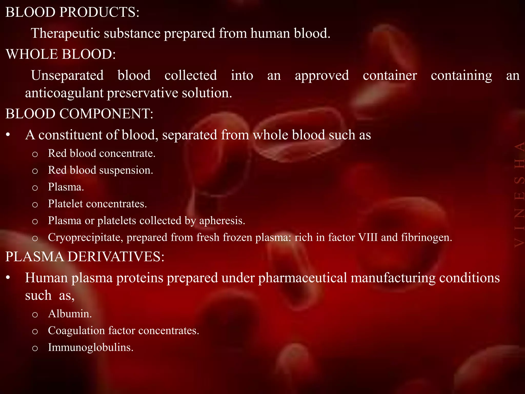 BLOOD PRODUCTS & PLASMA SUBSTITUTES | PPTX
