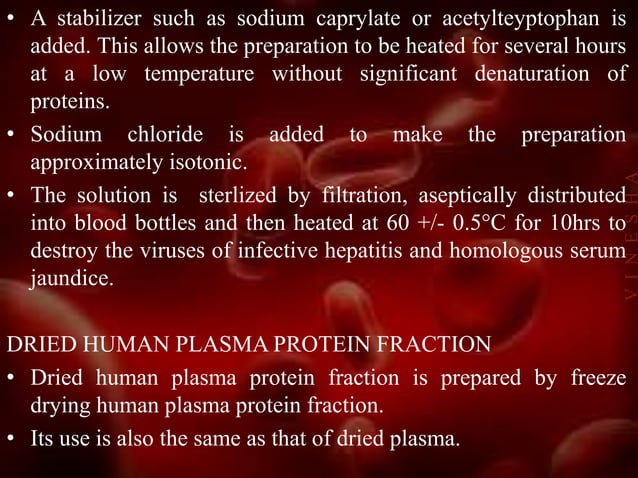 BLOOD PRODUCTS & PLASMA SUBSTITUTES | PPTX | Blood Disorders | Diseases ...