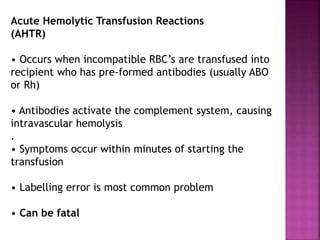 Principles of Blood products tranfusion | PPTX