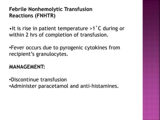 Principles of Blood products tranfusion | PPTX