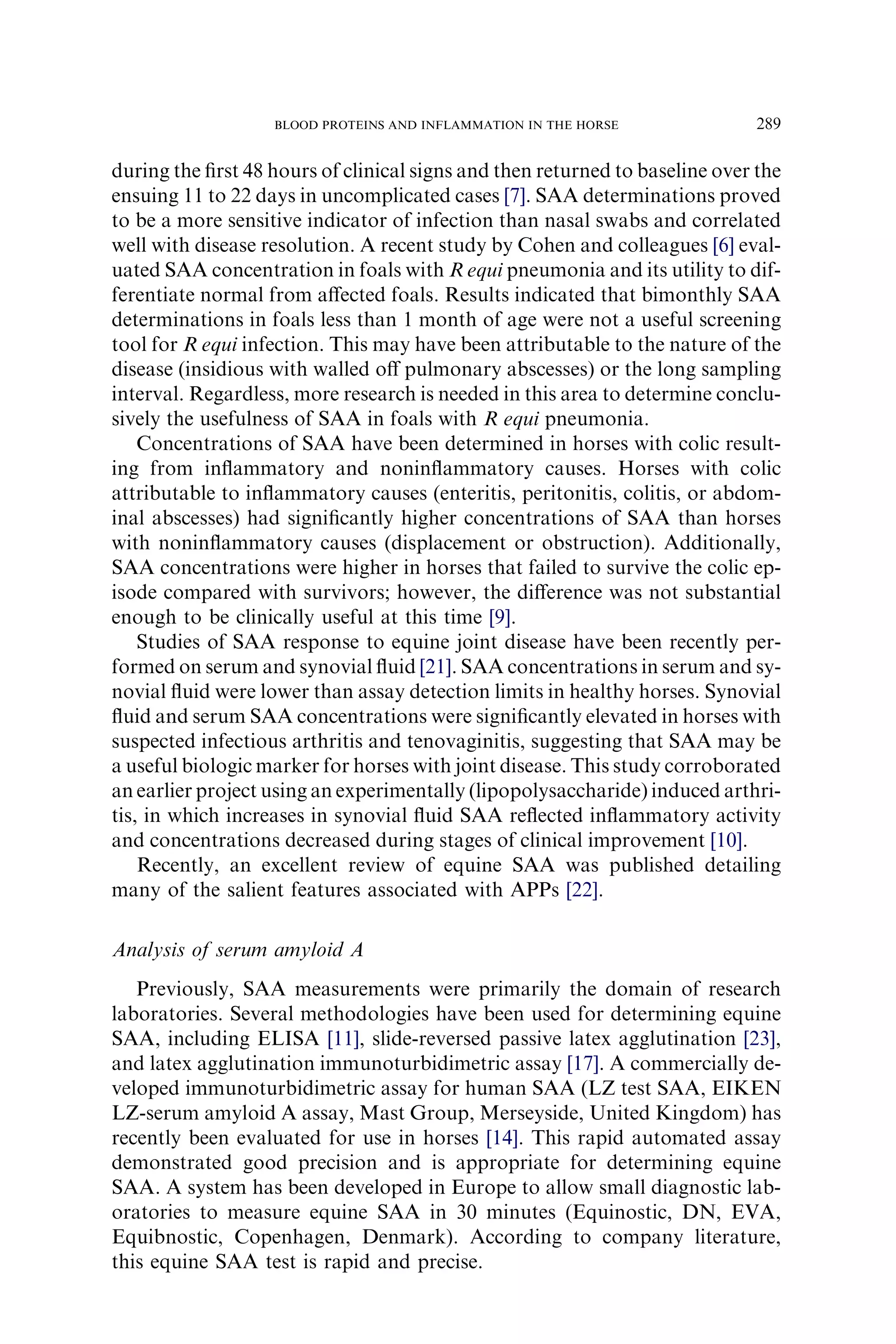 Blood proteins and inflammation in the horse | PDF