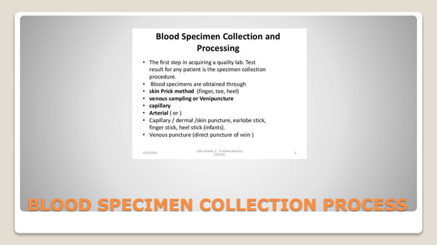 Blood sample collection procedure ppt | PPTX | First Aid | Injuries