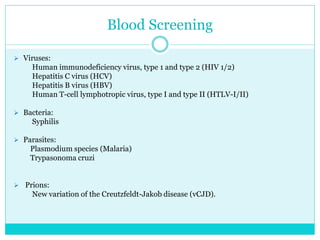 Blood screening, quarantine and release | PPTX